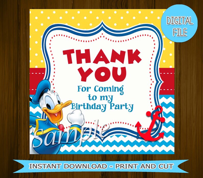 Donald Duck Tag, Donald Duck Label, Donald Duck Invite, Donald Duck ...