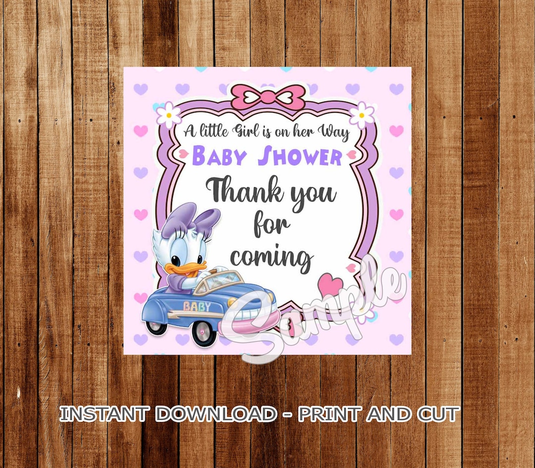 Daisy Duck Baby Shower Favor Tag, Digital Baby Shower, Baby Daisy Duck ...