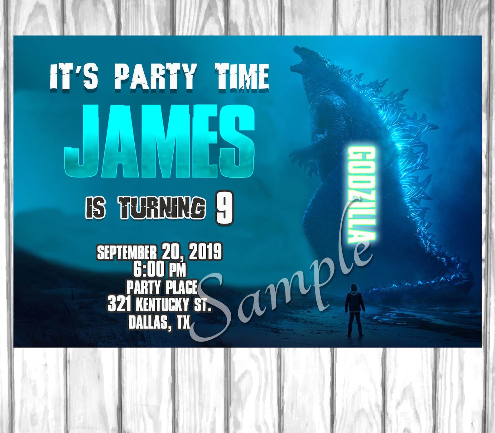 Godzilla Invite, Godzilla Birthday Invitation Printable, Printable ...