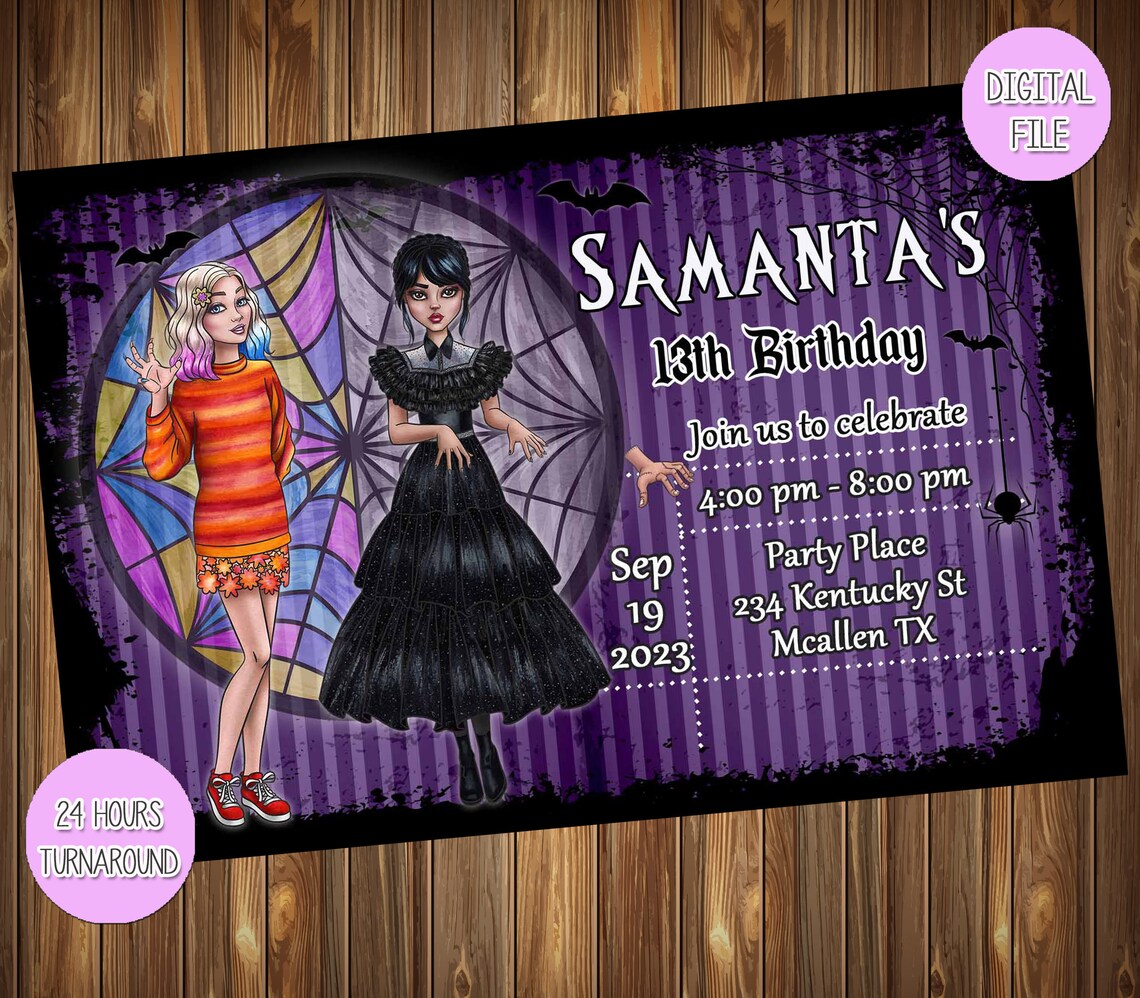 Wednesday Addams Birthday Party Wednesday Addams Digital - Etsy