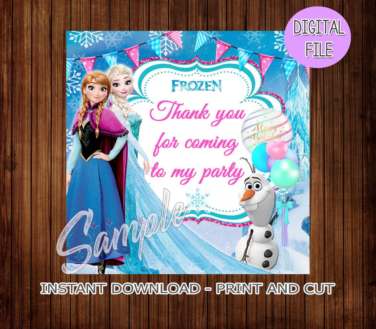 Frozen Thank You Card, Frozen Birthday , Frozen Label, Frozen Party ...