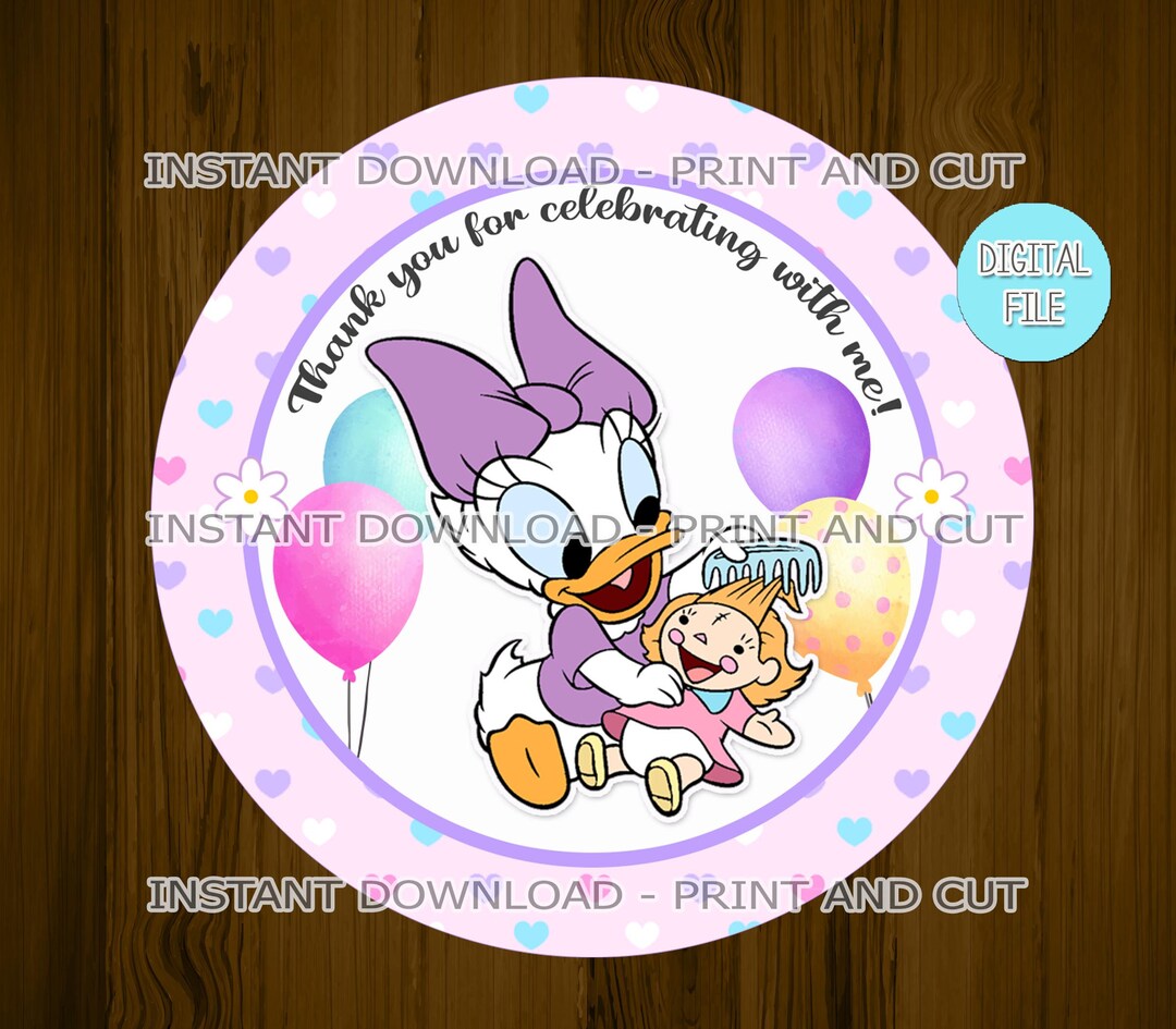 Daisy Duck Birthday Tag, Baby Daisy Duck Tag, Daisy Duck Party, Daisy ...