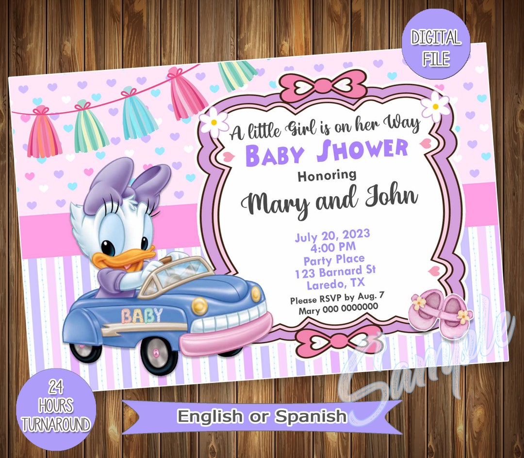 Daisy Duck Baby Shower, Digital Baby Shower, Daisy Duck Invitation ...