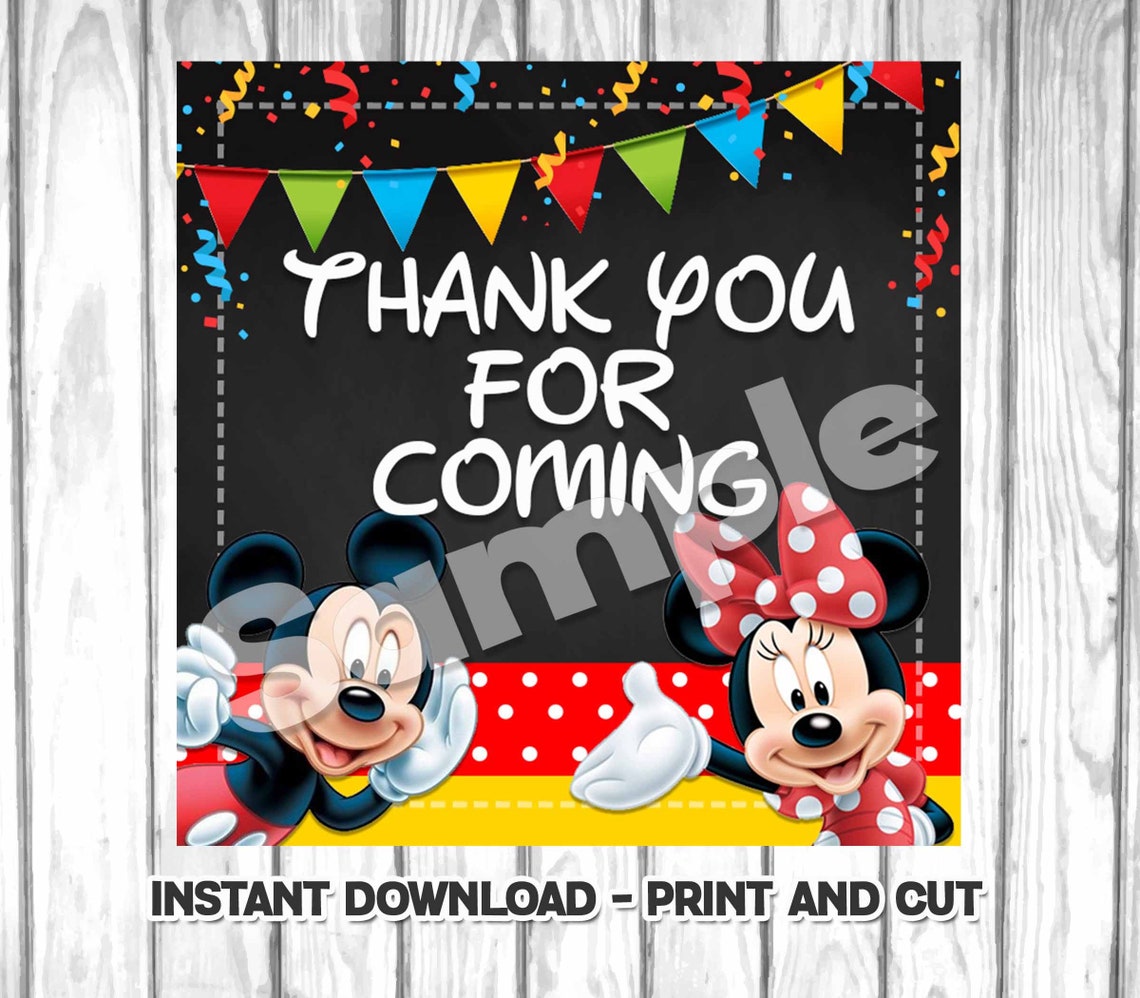 Mickey Mouse and Minnie Mouse Thank You Tags Instant Download - Etsy