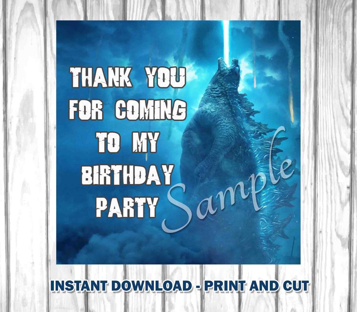 Godzilla Favor Tags Godzilla Gift Tag Godzilla Printable - Etsy