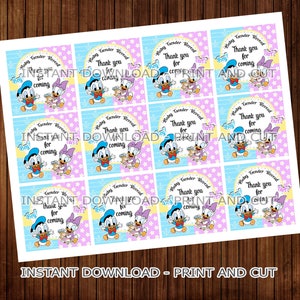 Baby Gender Reveal Tags, Donald and Daisy Gender Reveal Label, Donald ...