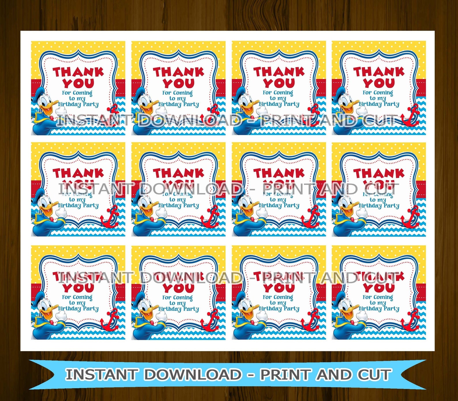 Donald Duck Tag, Donald Duck Label, Donald Duck Invite, Donald Duck ...
