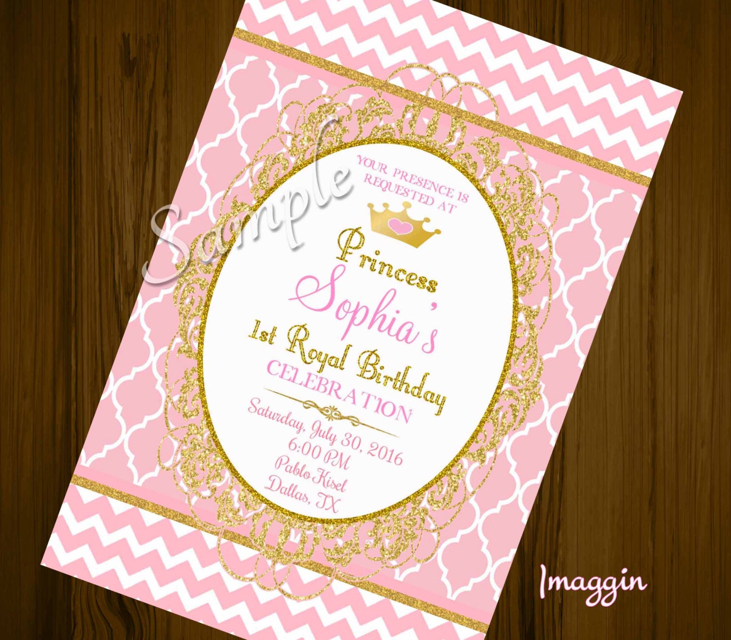 Pink and Gold Birthday Invitations Pink and Gold Invite - Etsy