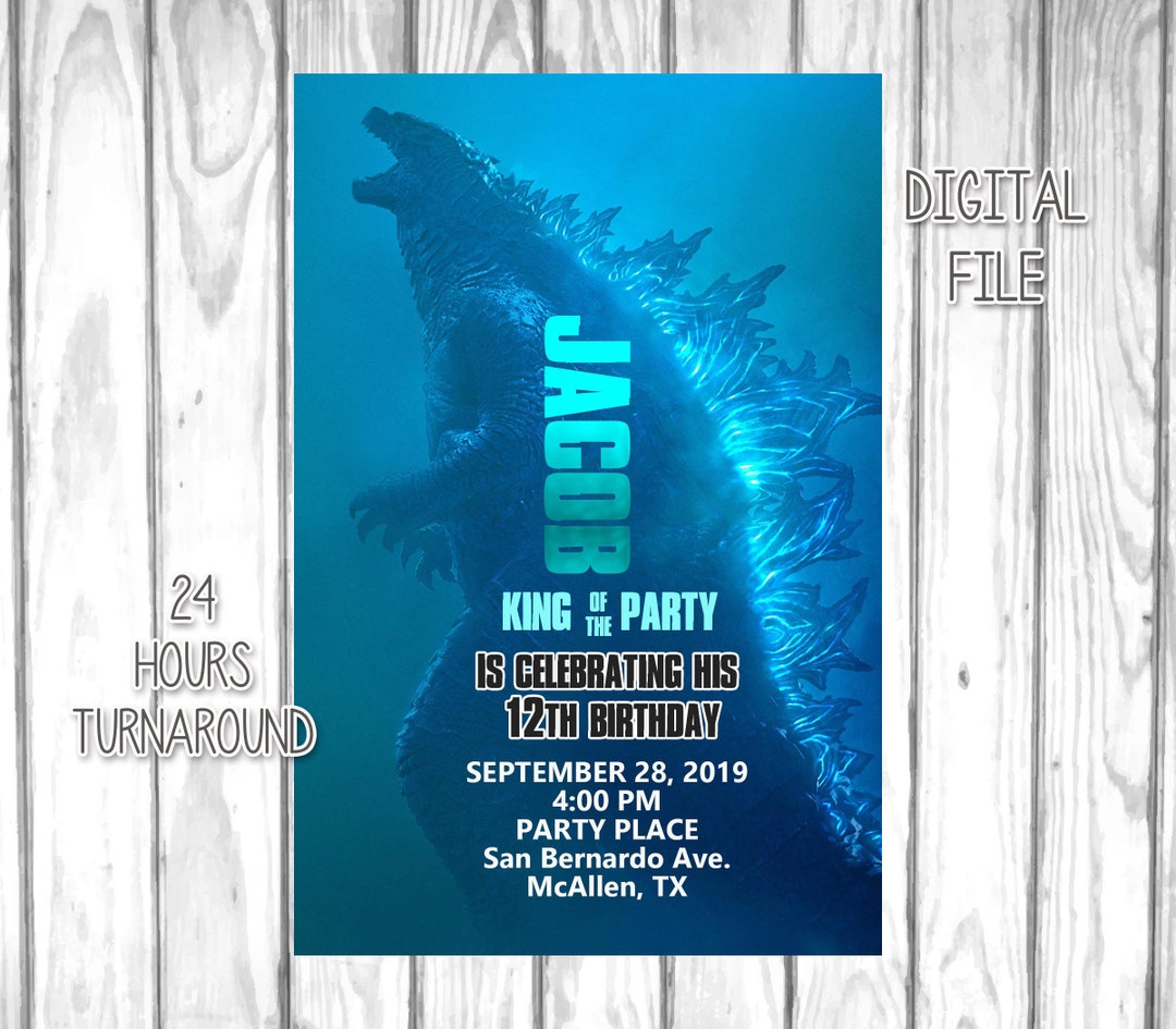 Godzilla Invite, Godzilla Birthday Invitation Printable, Printable ...