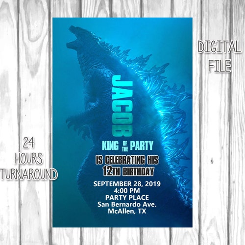 Godzilla Invite Godzilla Birthday Invitation Printable - Etsy