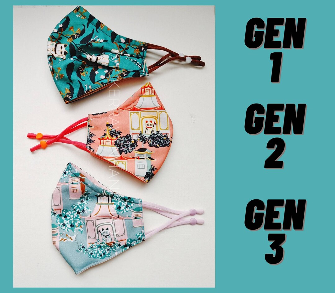 Zen, Multi-pack Double Sided Face Mask / 3 Layers Face Mask / Cotton ...