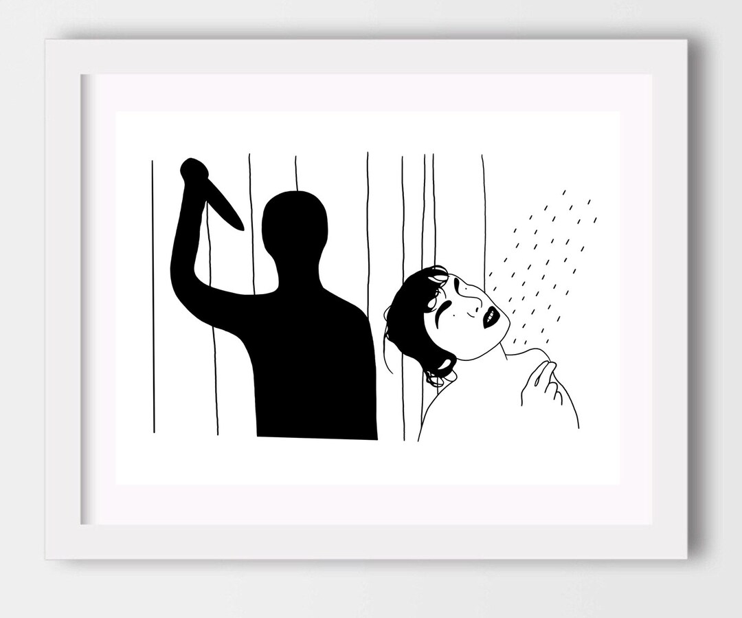 Psycho Movie Art Print , Alfred Hitchcock ,quirky Illustration Gift ...
