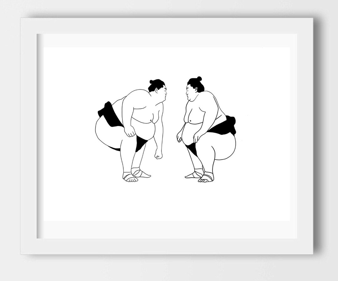 Sumo Wrestlers Print | Japanese Decor | Sumo Poster | Wrestler Wall Art ...
