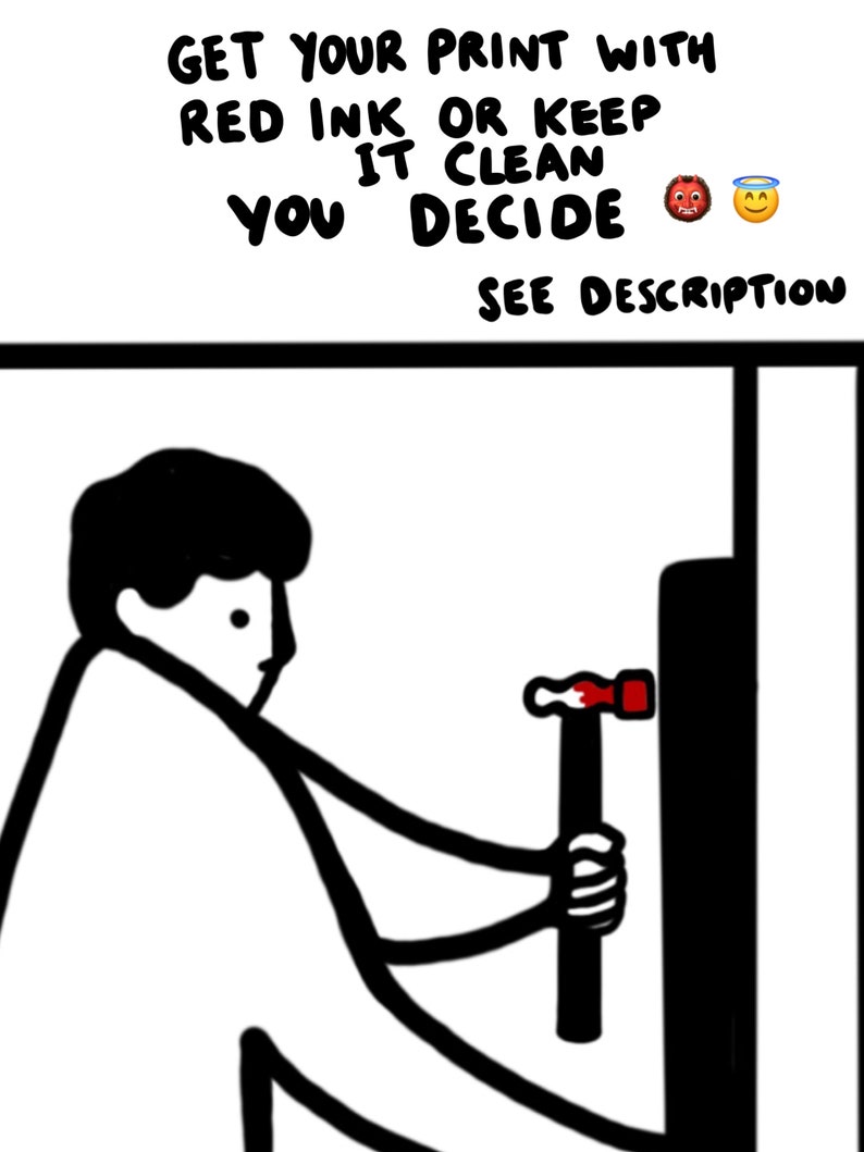 Creepy Print, Quirky Illustration Wall Art, Horror Poster, Macabre ...