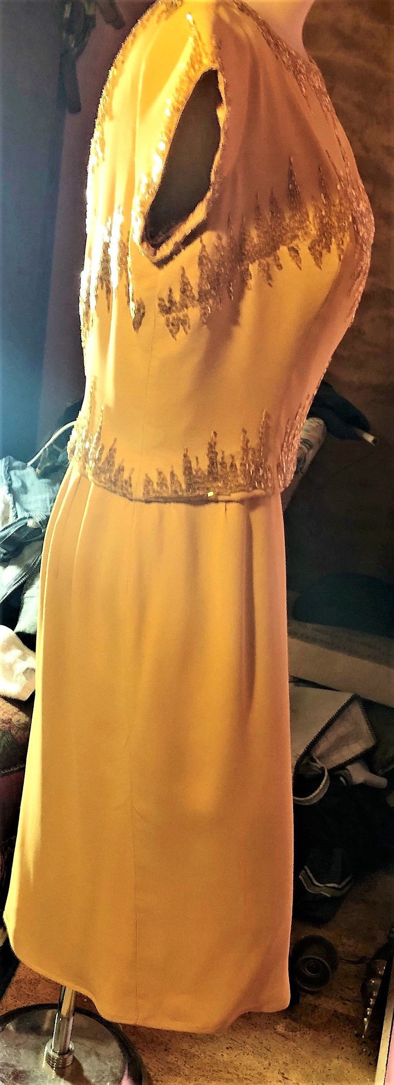 1950's Hollywood Regency,glamour Form Fitting Below Knee Elegant Dress ...