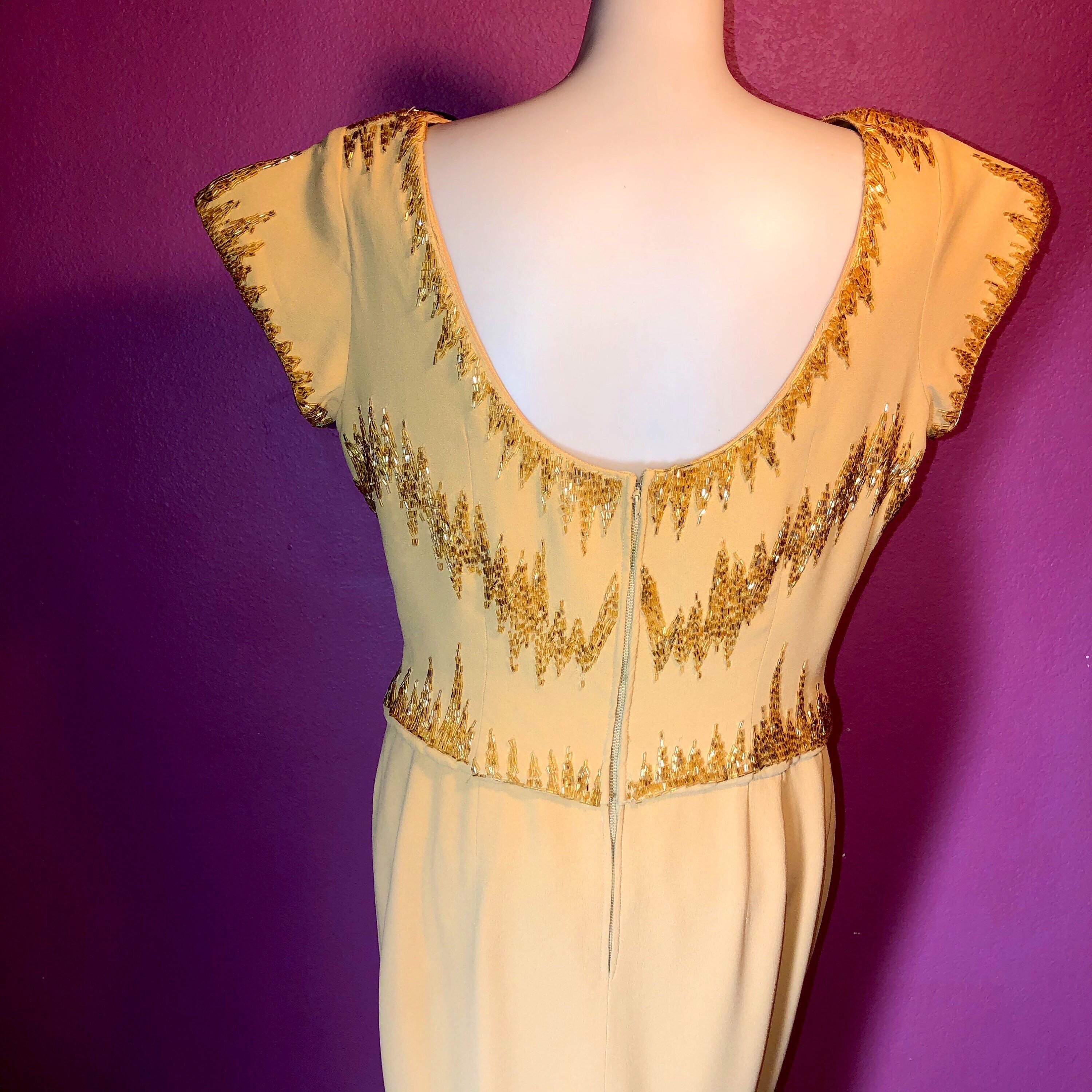 1950's Hollywood Regency,glamour Form Fitting Below Knee Elegant Dress ...