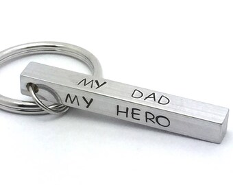 Personalized Father's Day Gift Hand Stamped Keychain - Etsy