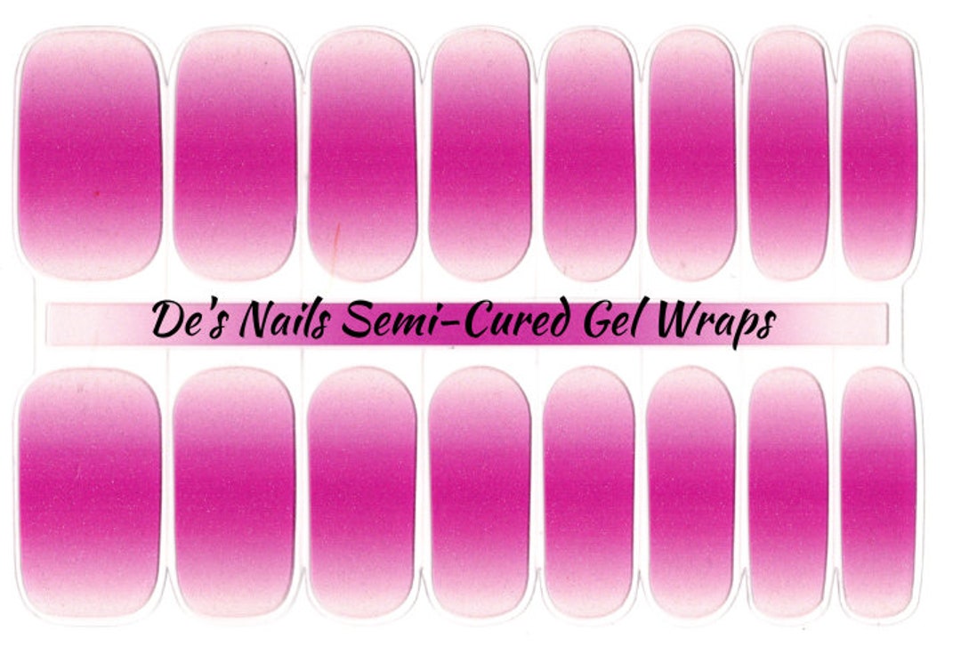 Pink Ombre partial Clear Overlay Semi-cured Gel Nail Wraps - Etsy