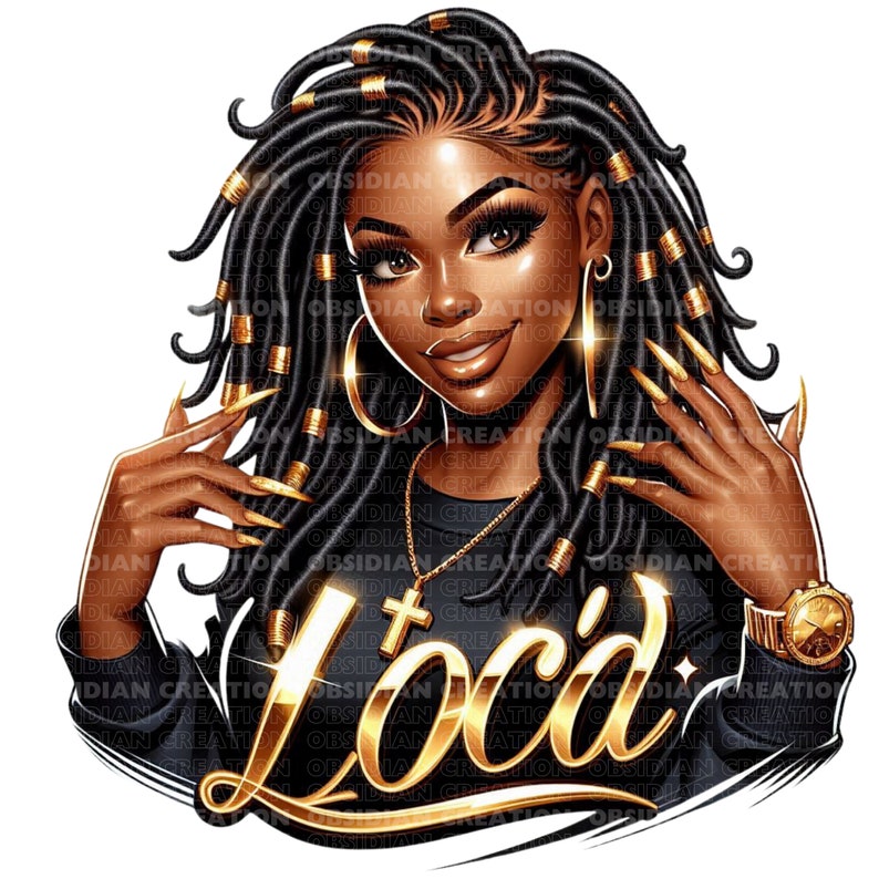 Afro Messy Bun Loc | Afro Dreadlocks Clipart | African American Hair ...