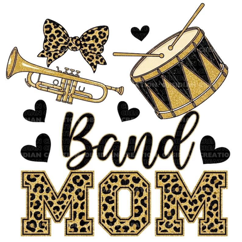 Band Mom Digital PNG – Marching Band & Music Mom Clipart | Gold Leopard ...