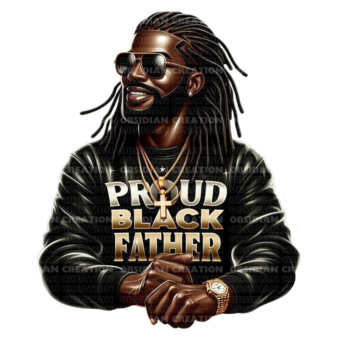 Black Father | Proud Black Father | Afro Dreadlocks Clipart | Black Man ...