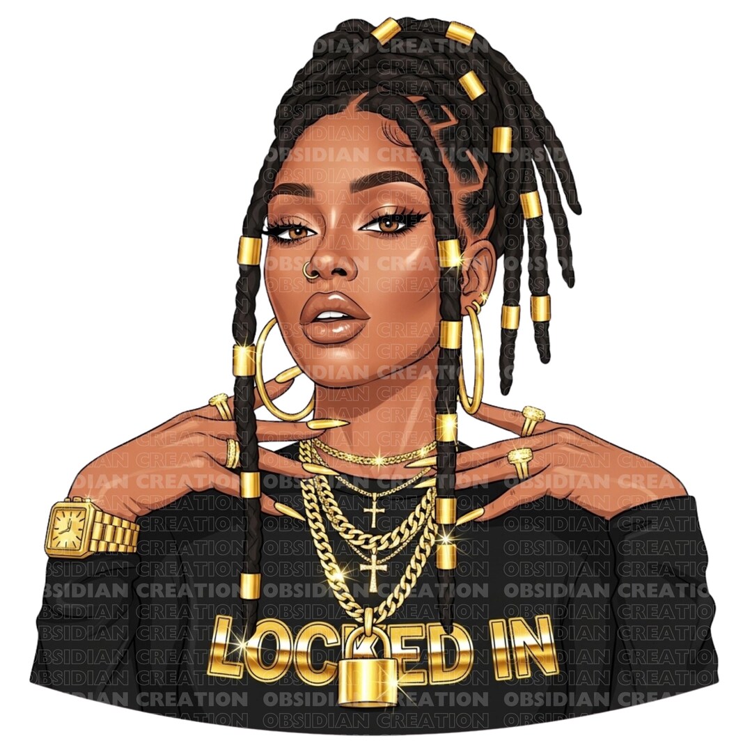 Girls With Locs Clipart PNG - Black Girl Magic Sublimation Design ...