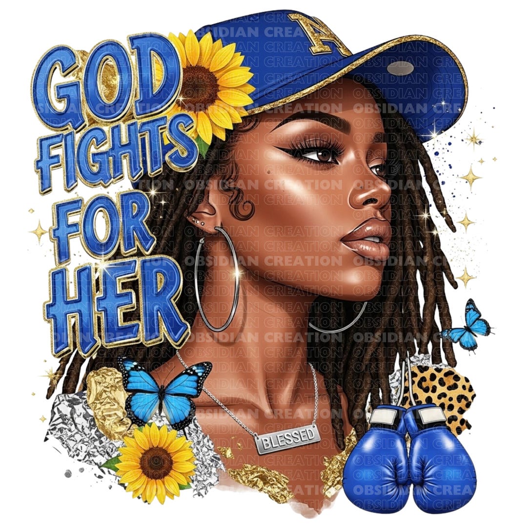 God Fights for Her PNG | African American Christian Art | Spiritual ...