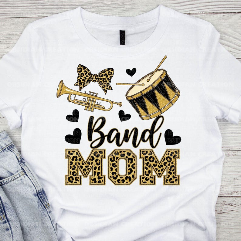 Band Mom Digital PNG – Marching Band & Music Mom Clipart | Gold Leopard ...