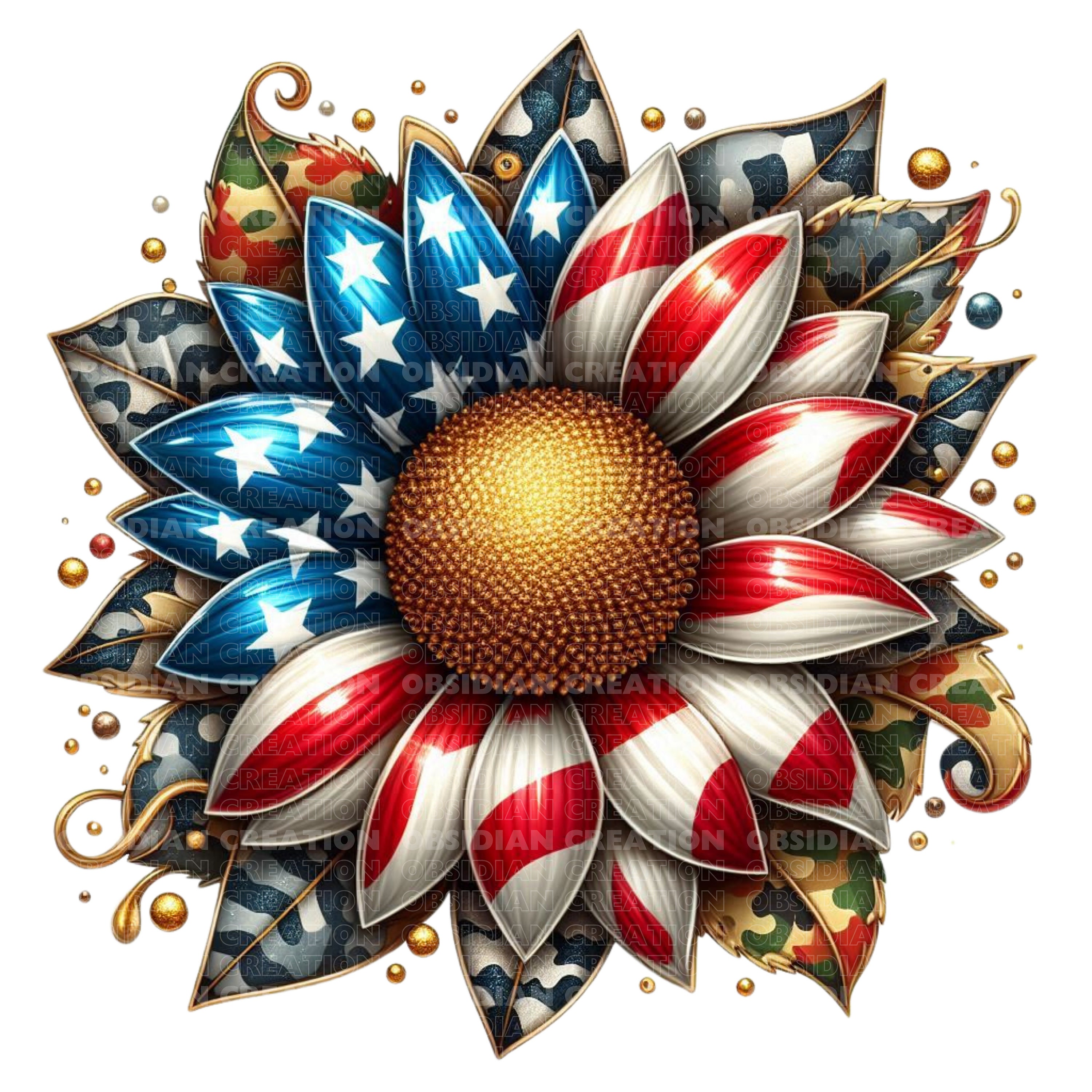 Independence Day Sunflower PNG | Sunflower Png | July 4th Sunflower Png ...