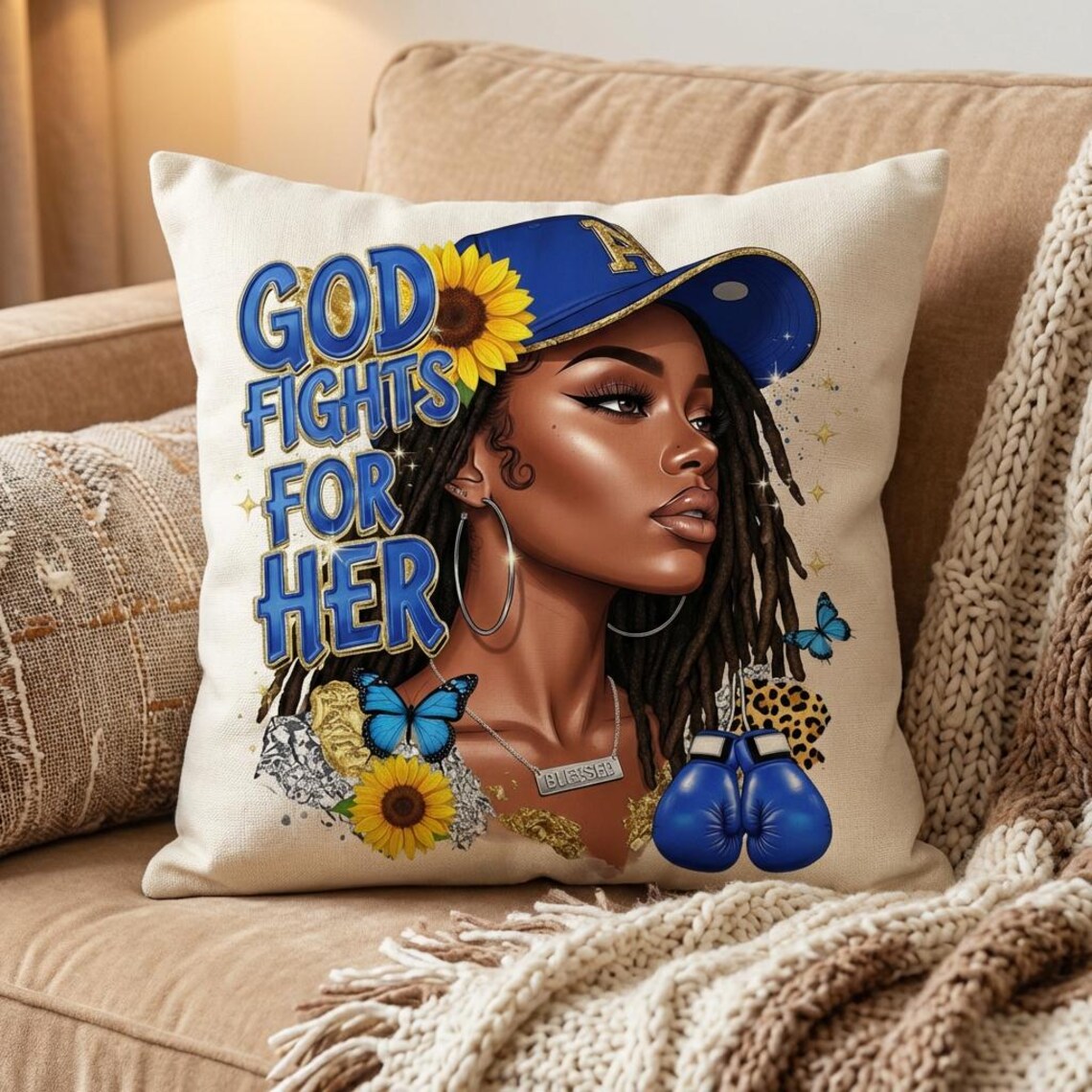 God Fights for Her PNG | African American Christian Art | Spiritual ...
