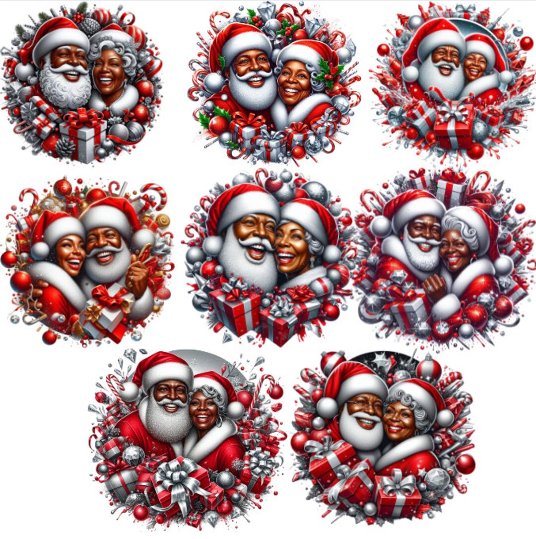 African American Santa Claus Digital Clipart Printable Holiday PNG ...