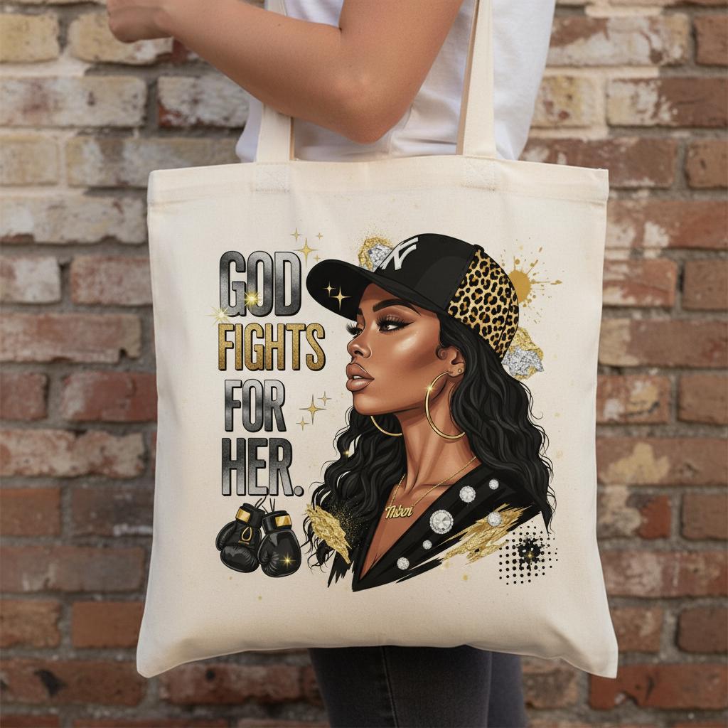 God Fights for Her PNG, Black Woman Faith Sublimation Design, Spiritual ...