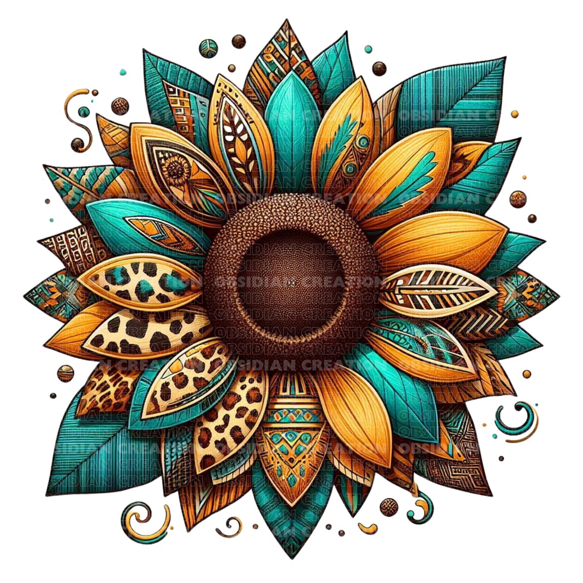 Turquoise Sunflower PNG Sunflower Png Western Sunflower Png Sublimation ...