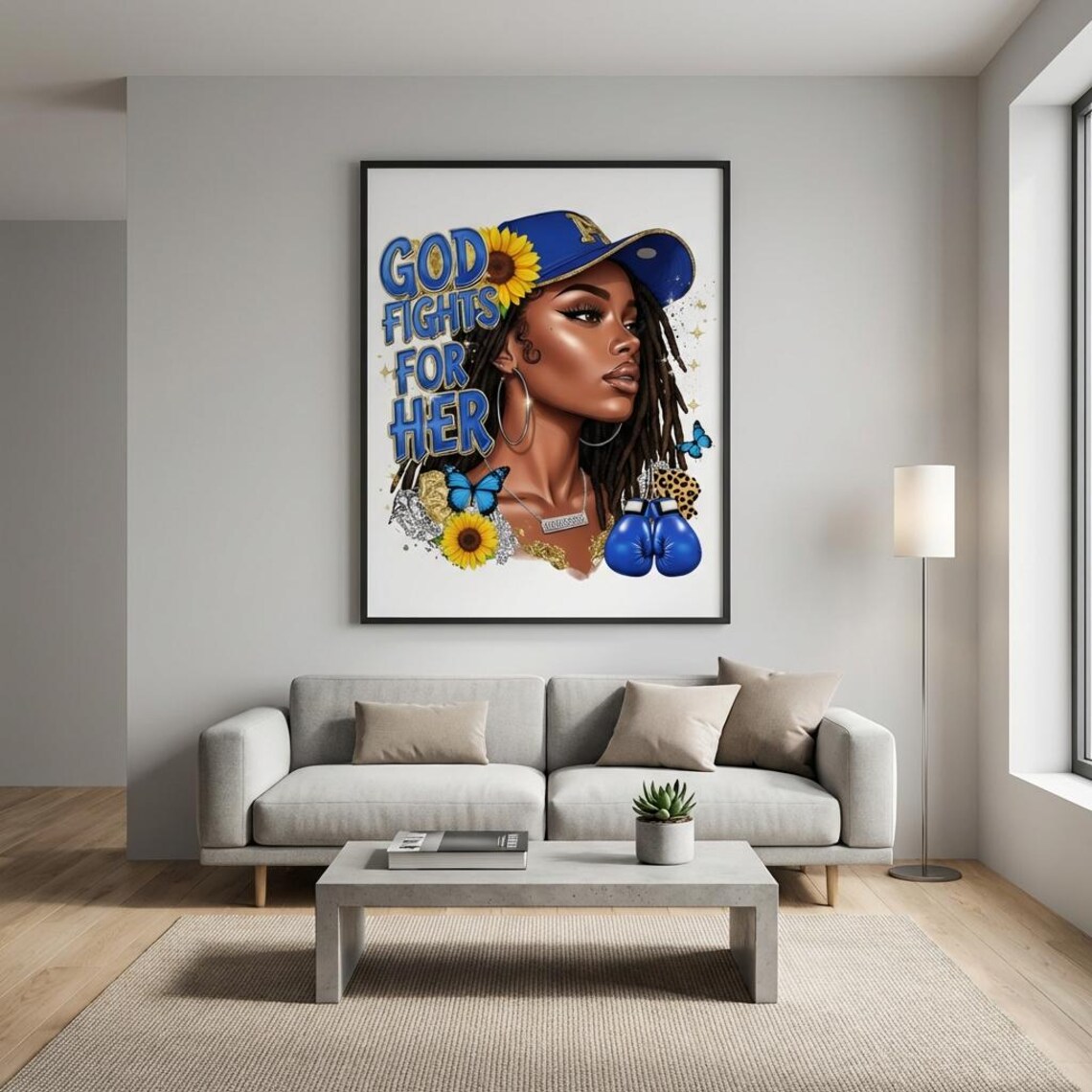 God Fights for Her PNG | African American Christian Art | Spiritual ...