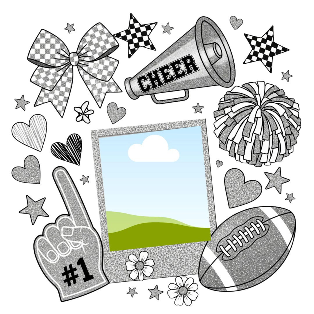 Silver Football Cheer Drag-&-drop Canva Frame Template – Shimmering ...