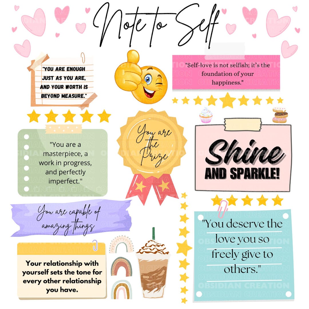 Note to Self: Self Love PNG – Dual Variant (light & Dark) Inspirational ...