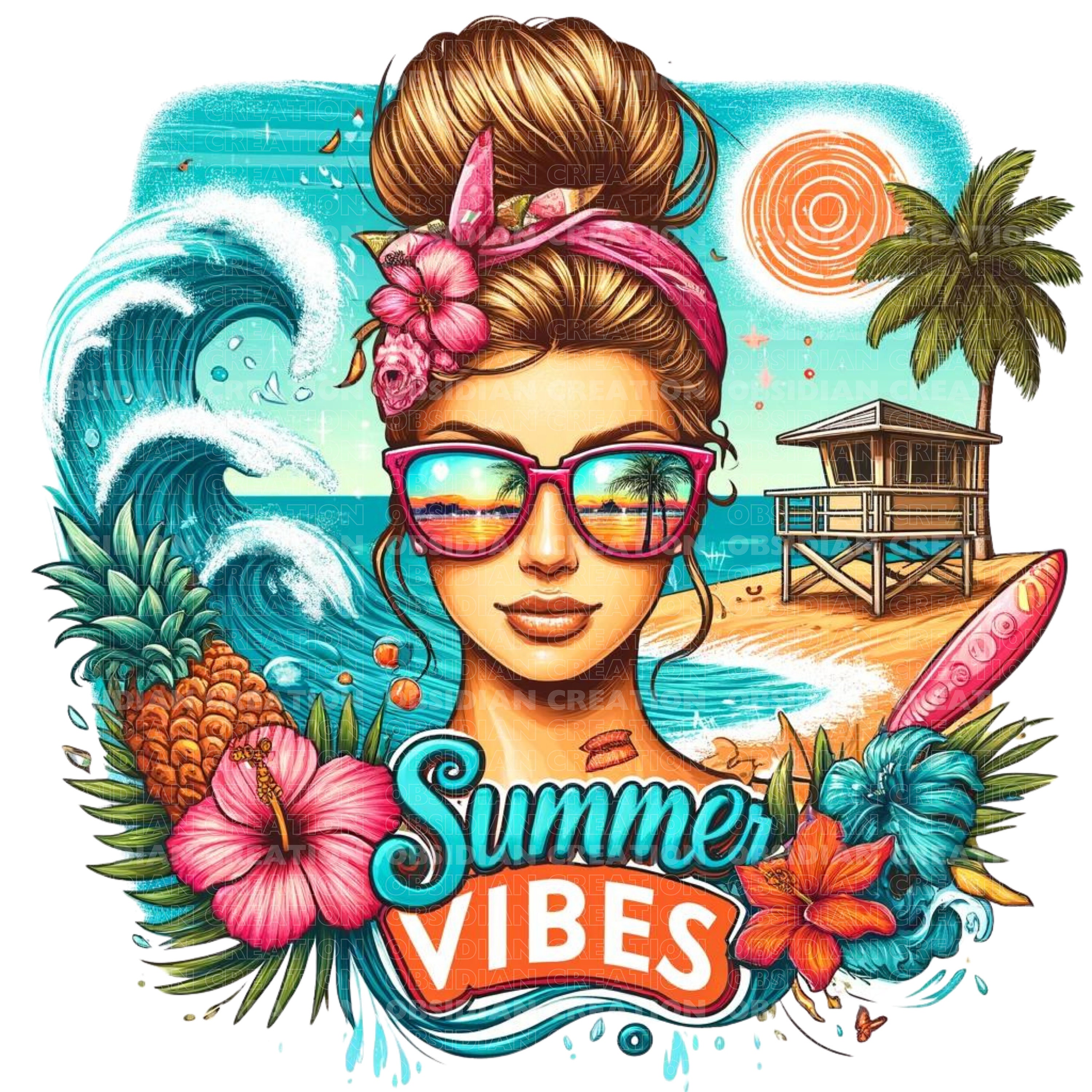 Vibrant Summer Vibe, Vacation, Beach PNG Images | Perfect for T-shirts ...