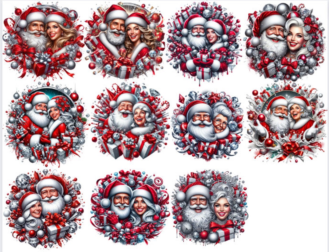 Santa Claus Digital Clipart - Printable Holiday PNG Images for Crafts ...