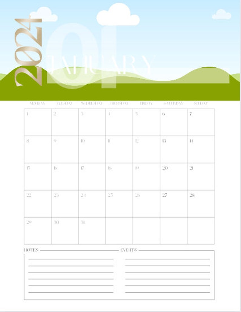 Customizable 2024 Calendar Canva Frame Template 8.5x11 Printable ...