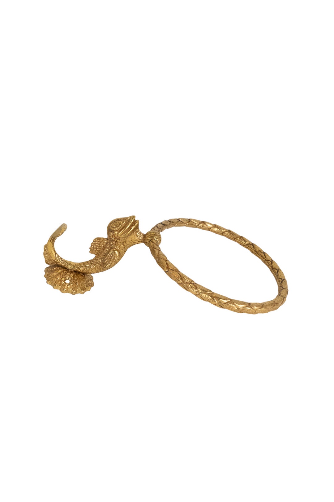Vintage Koi Fish Brass Towel Ring Bathroom Hollywood Regency Maximalist ...