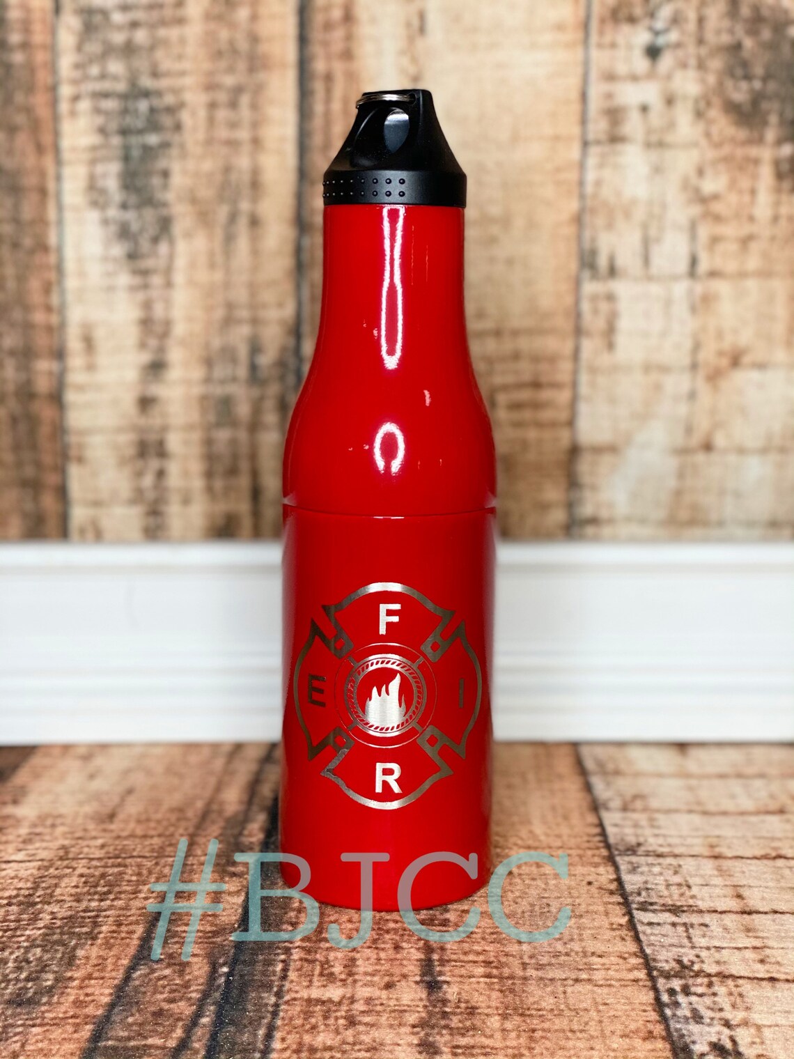 Firefighter Bottle Koozie Double Walled Stainless Steel Custom - Etsy