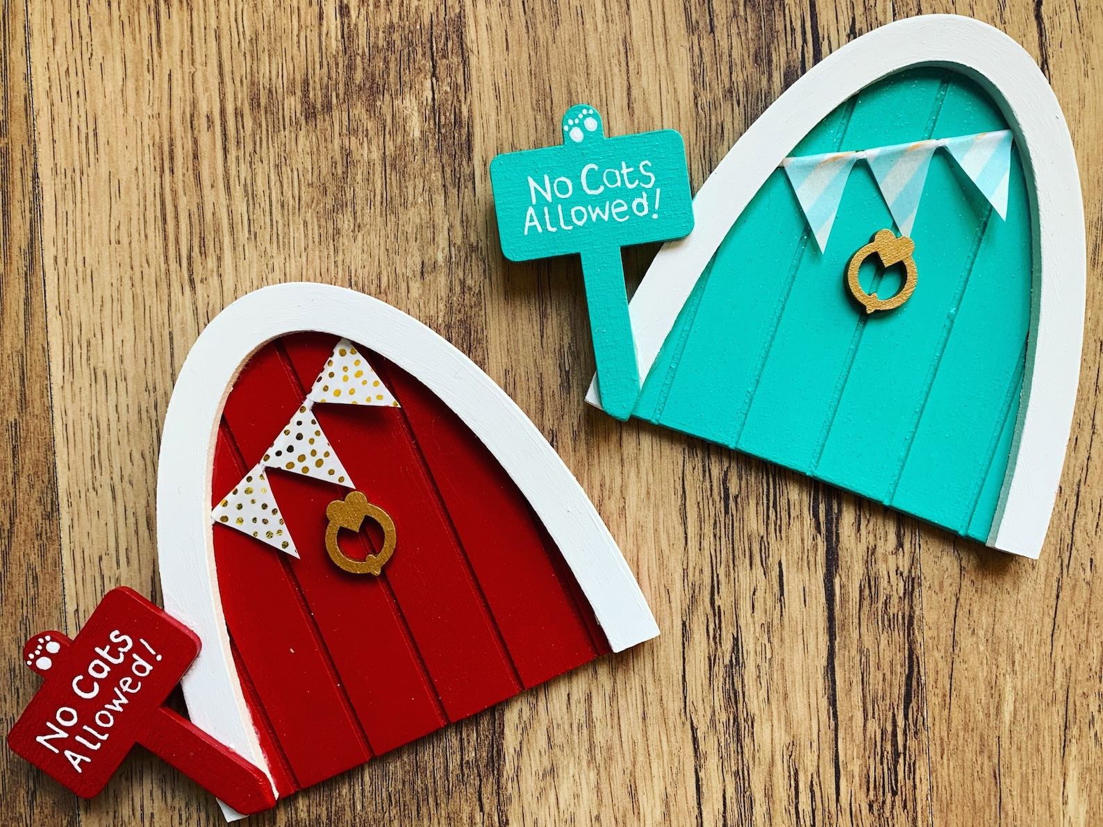 Mouse Hole Miniature Wooden Door With Bunting and - Etsy