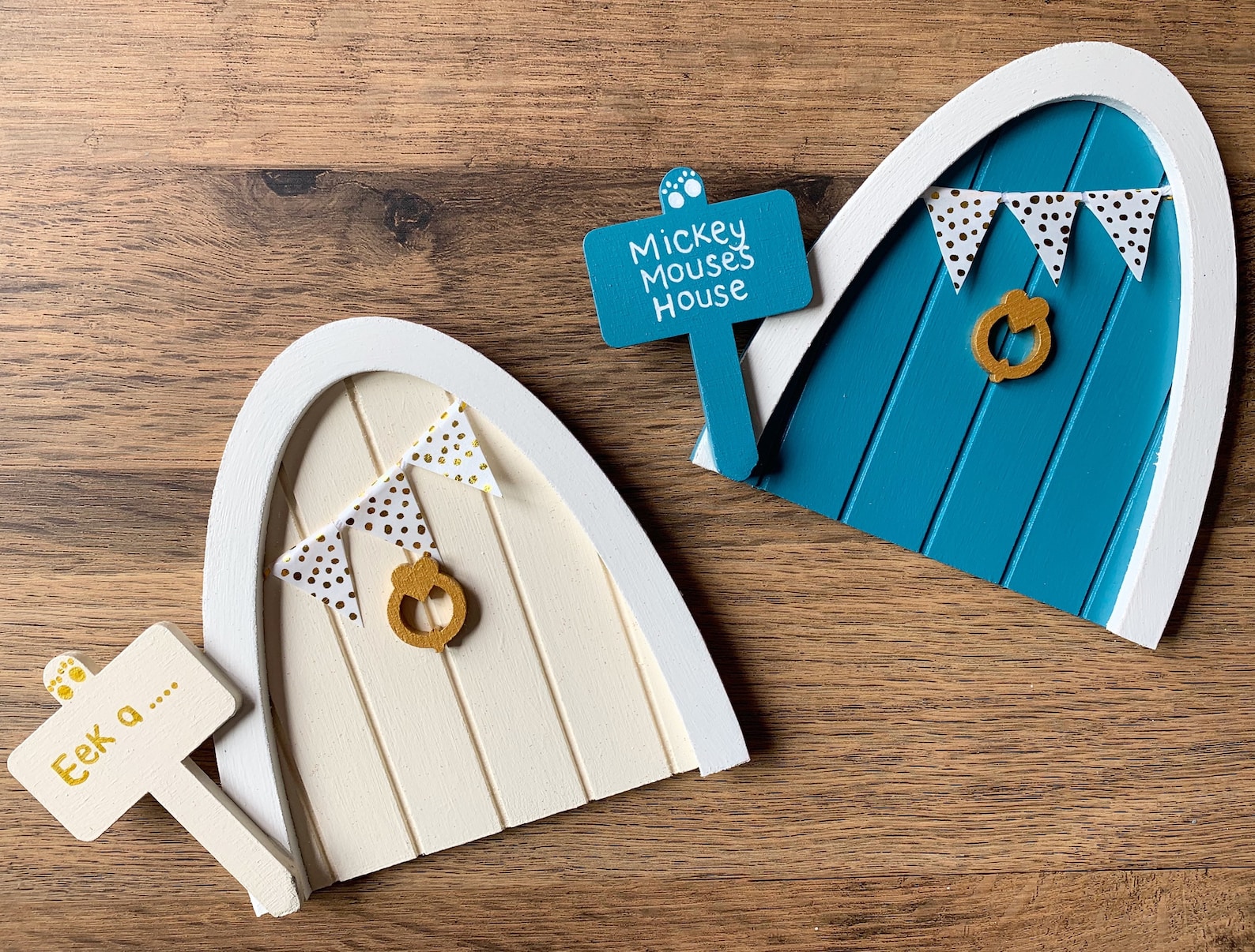 Mouse Hole Miniature Wooden Door With Bunting and - Etsy