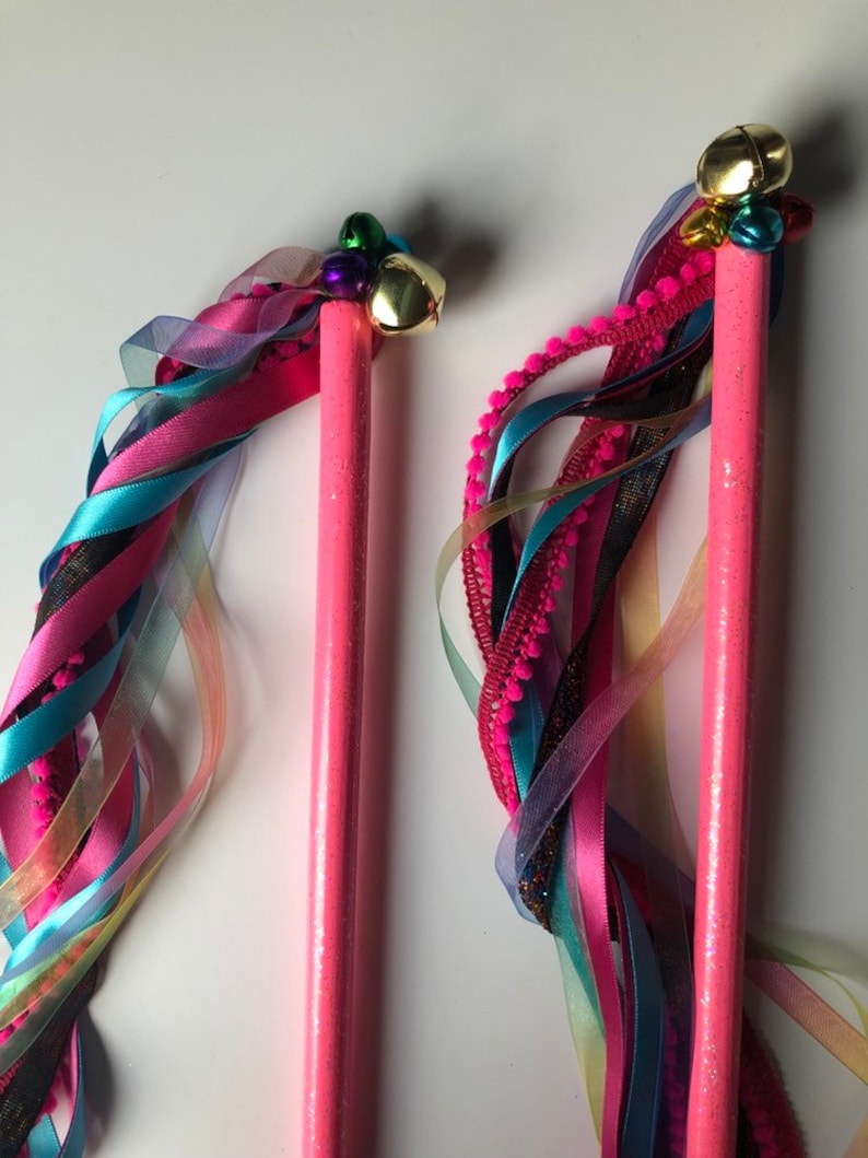 Unicorn, Neon Pink Fairy Wand. Bright Pink Coloured Ribbon, Fairy Wand ...