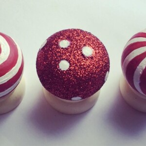 Set of 3 Christmas Toadstools. Handpainted Candy Cane Toadstools ...