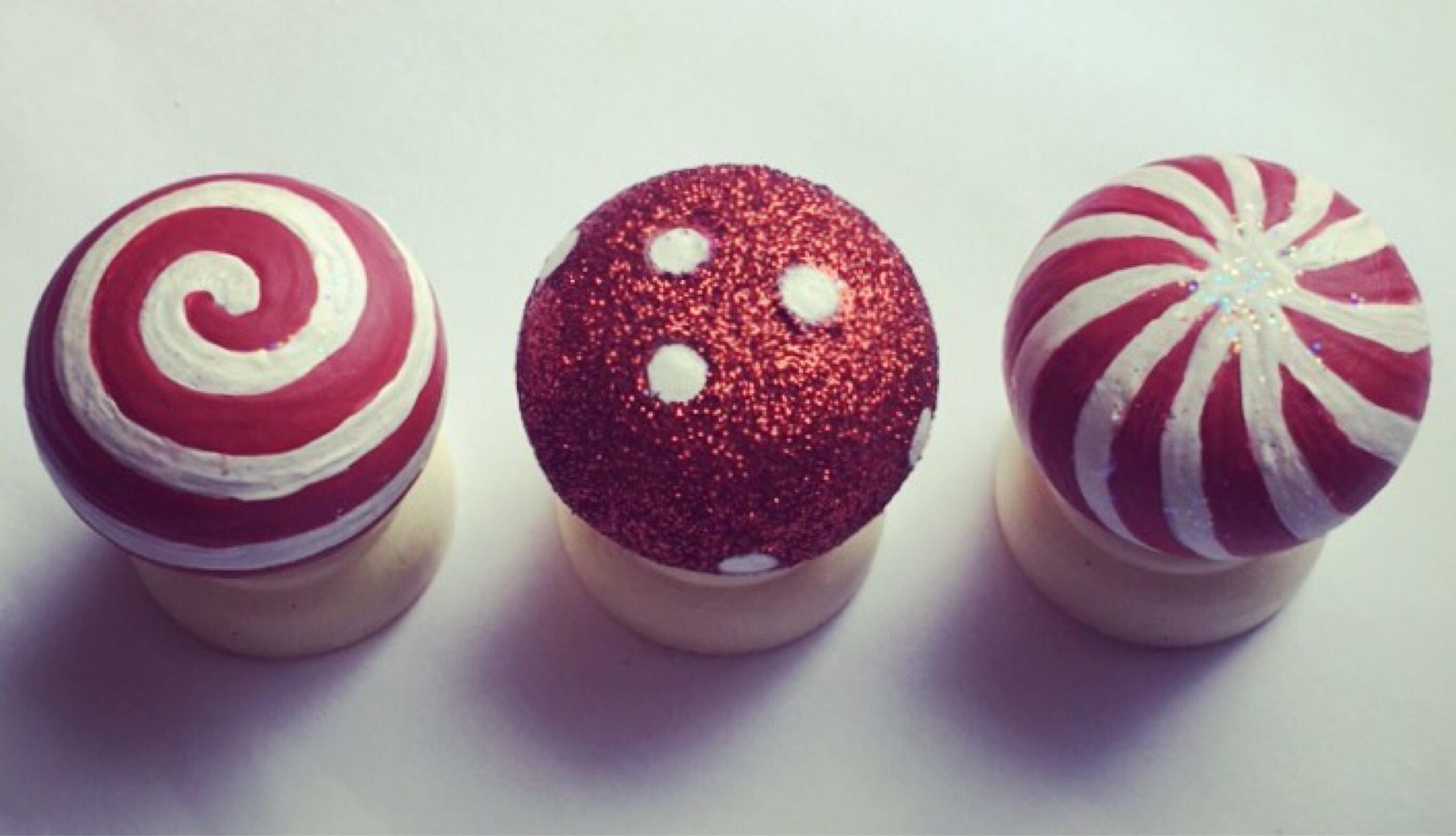 Set of 3 Christmas Toadstools. Handpainted Candy Cane Toadstools ...