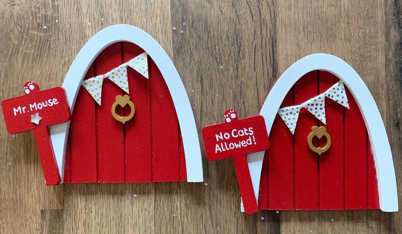 Mouse Hole Miniature Wooden Door With Bunting and - Etsy