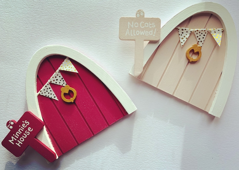 Mouse Hole Miniature Wooden Door With Bunting and - Etsy