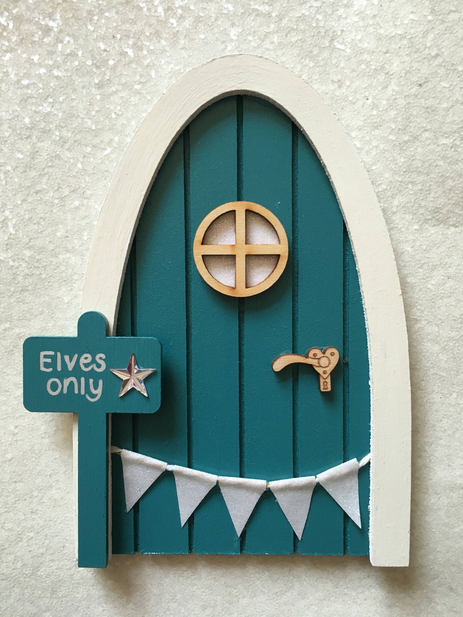 Turquoise and White Fairy and Elf Door. Miniature Door With | Etsy