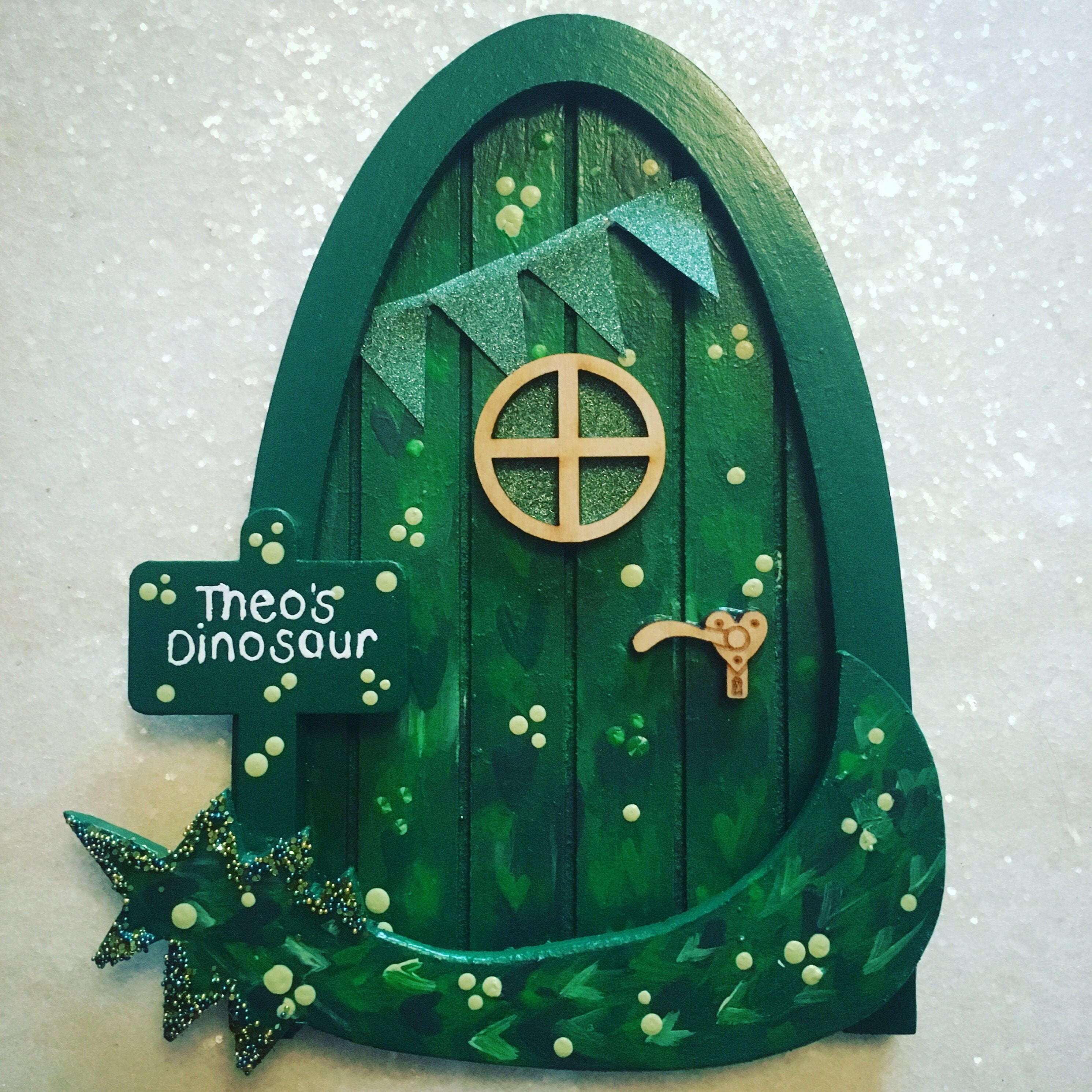 Hand painted green dinosaur door with hand painted scales | Etsy